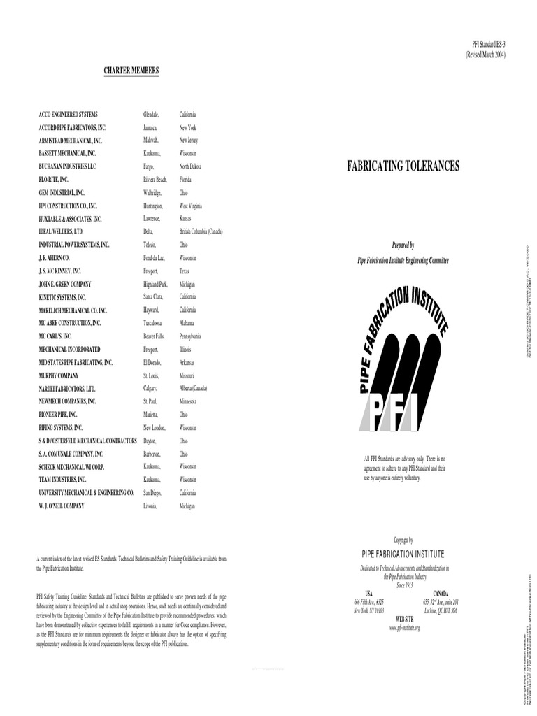 PFI ES-3 Fabricating Tolerances | PDF | Engineering Tolerance ...