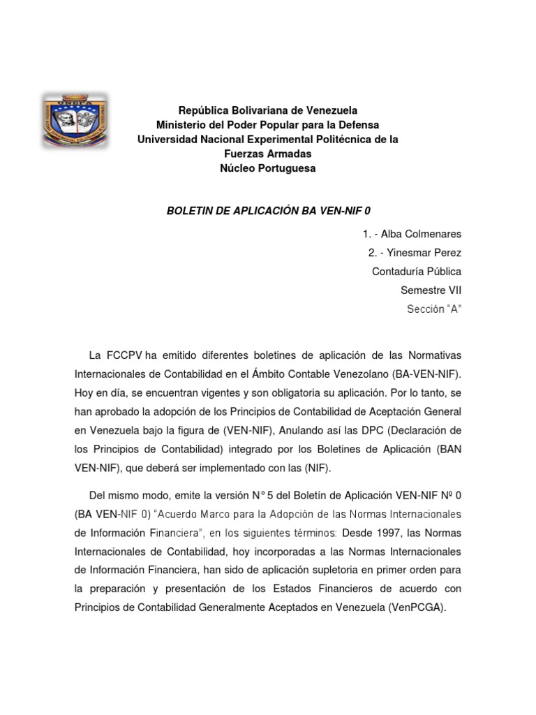 Ban Ven Nif 0 | PDF | Contabilidad | normas internacionales de ...