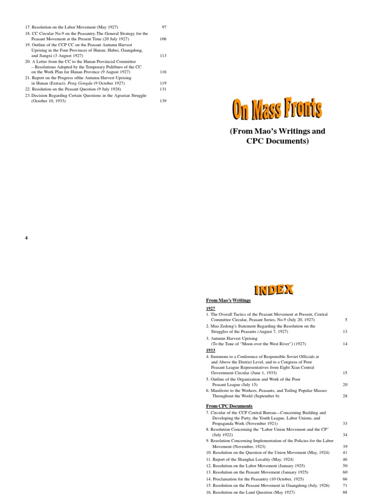 On Mass Fronts (From Mao's Writings and CPC Documents) | PDF | Mao ...