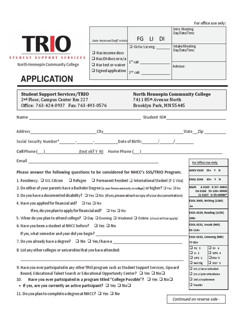 2017 SSS TRIO Application | PDF | Irs Tax Forms | Privacy Policy
