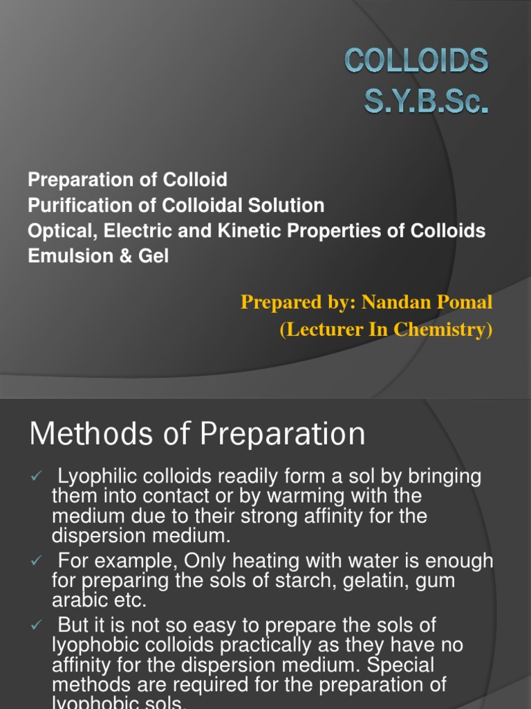 SYBSc Colloids | PDF | Emulsion | Colloid