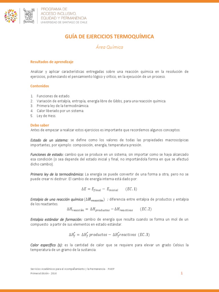 Guía de Termoquímica | PDF | Entalpía | Termodinámica