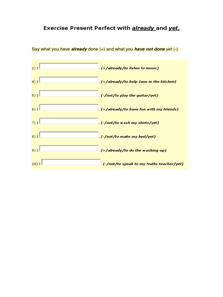 Present Perfect Practice Exercise | PDF