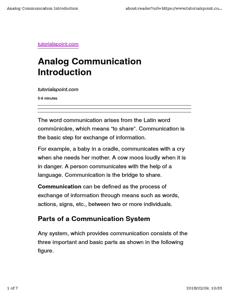 1-Introduction To Analog | PDF | Communications System | Analog Signal