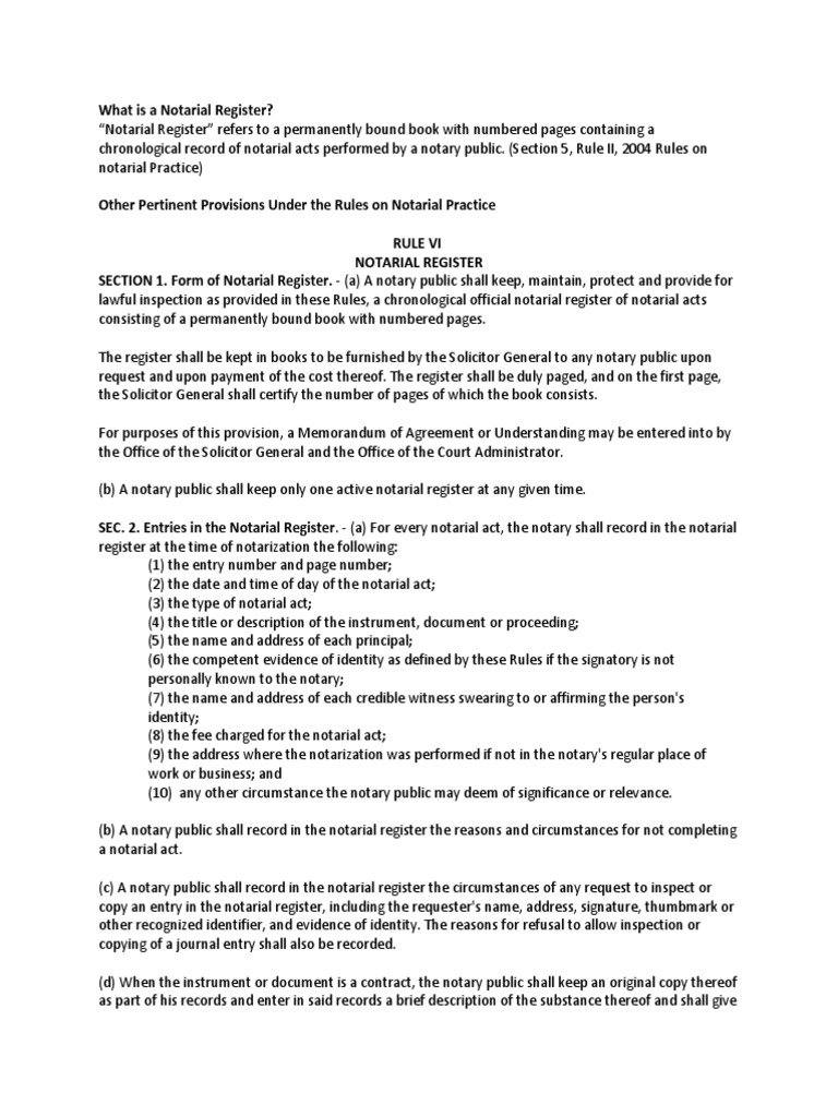 Notarial Register Notes | PDF | Notary Public | Public Law