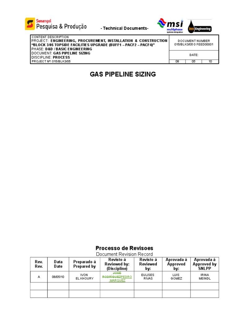 Gas Pipeline Sizing Calculation Report | PDF | Pipeline Transport ...