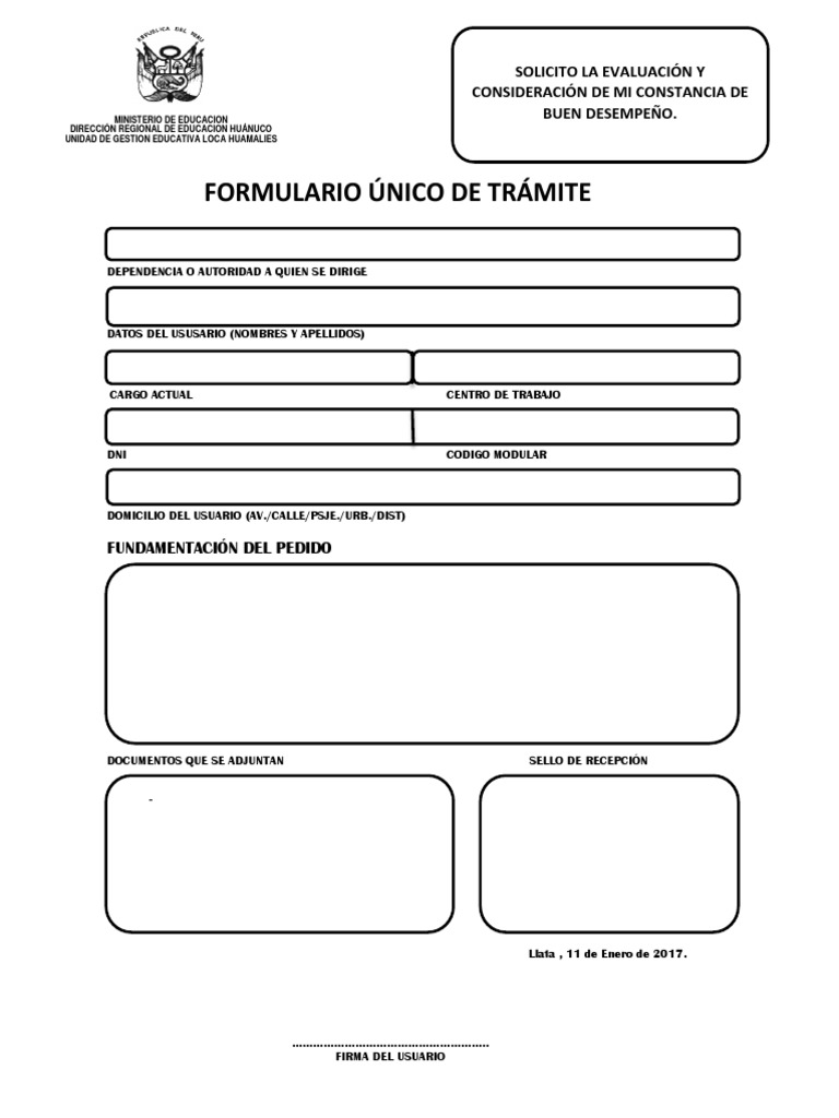 Formulario Único de Trámite | PDF