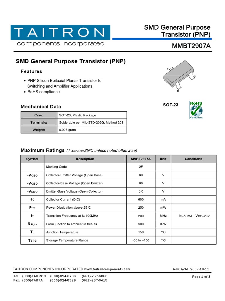 SMD General Purpose Transistor (PNP) | PDF