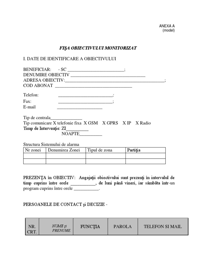 ANEXA A Fisa Obiectiv Supravegheat-Monitorizat | PDF