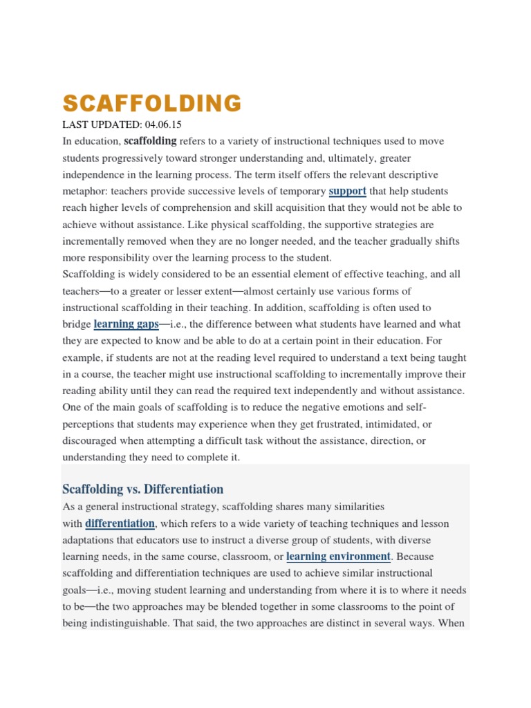 Scaffolding 1 | PDF | Teachers | Neuropsychological Assessment