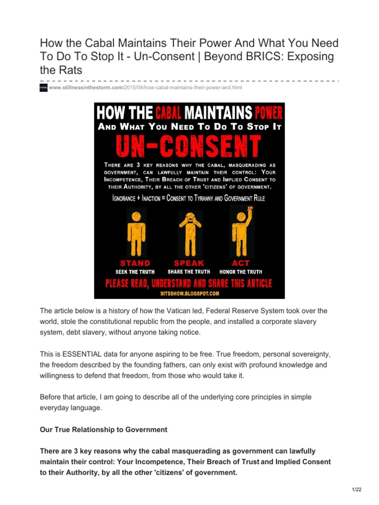 How The Cabal Maintains Their Power and What You Need To Do To Stop It ...