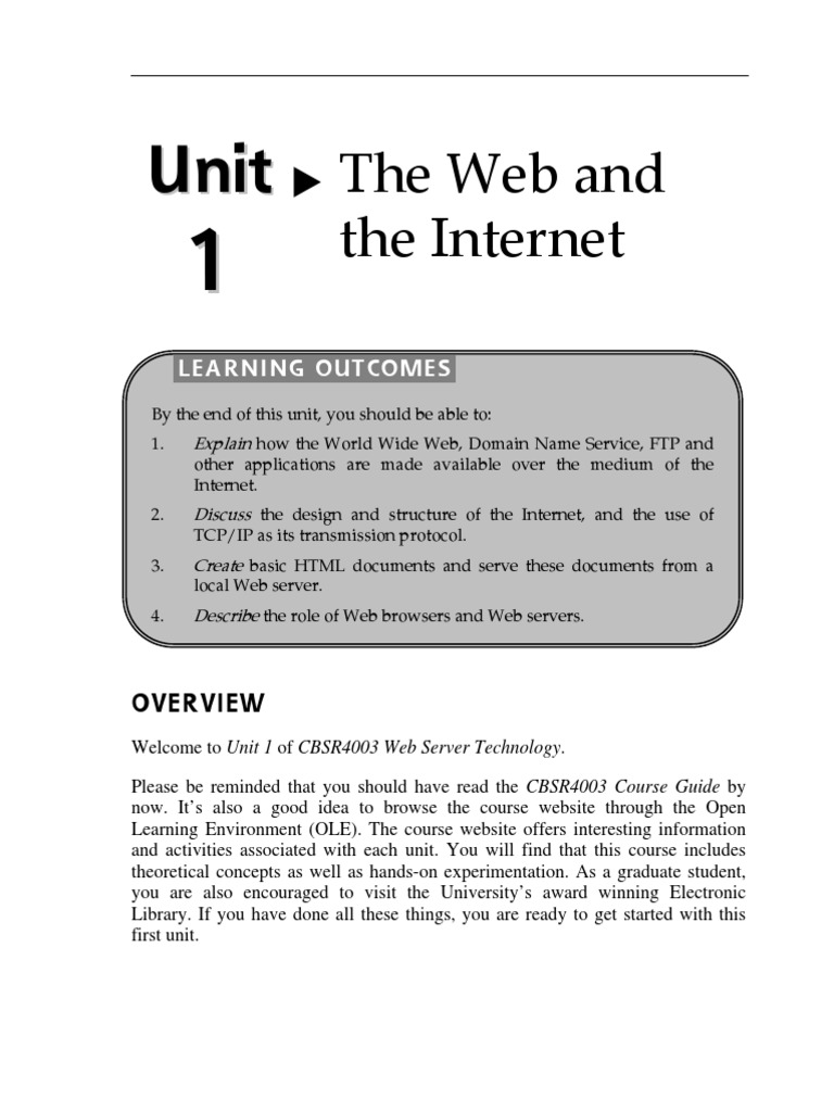 Unit 1 | PDF | Hypertext Transfer Protocol | Internet Protocol Suite