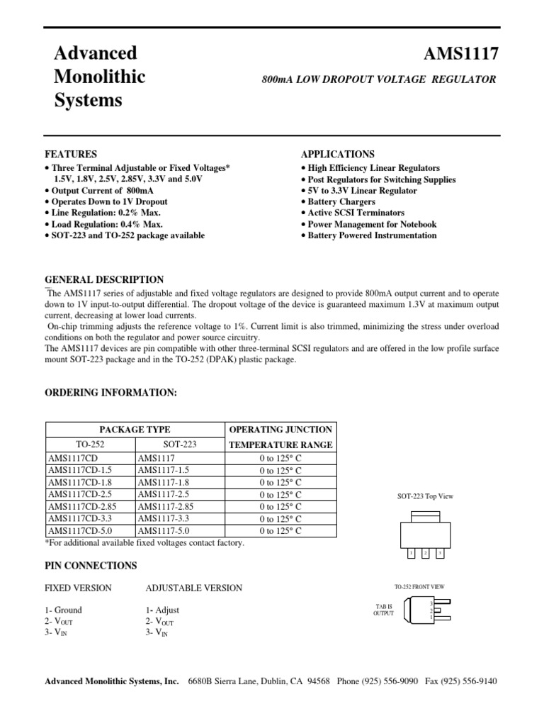 Datasheet Ic Regulator 3,3v | PDF | Capacitor | Electrical Resistance ...
