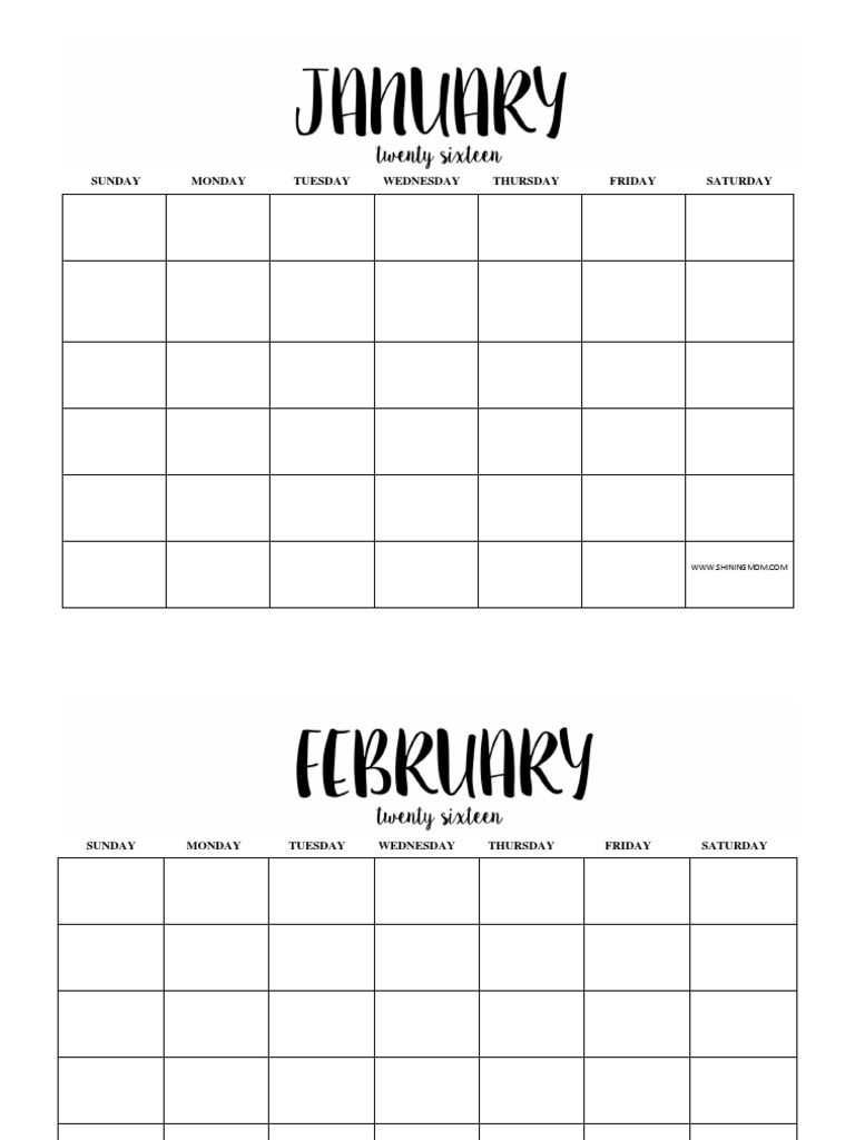 2016 Calendar Editable in Ms Word | PDF