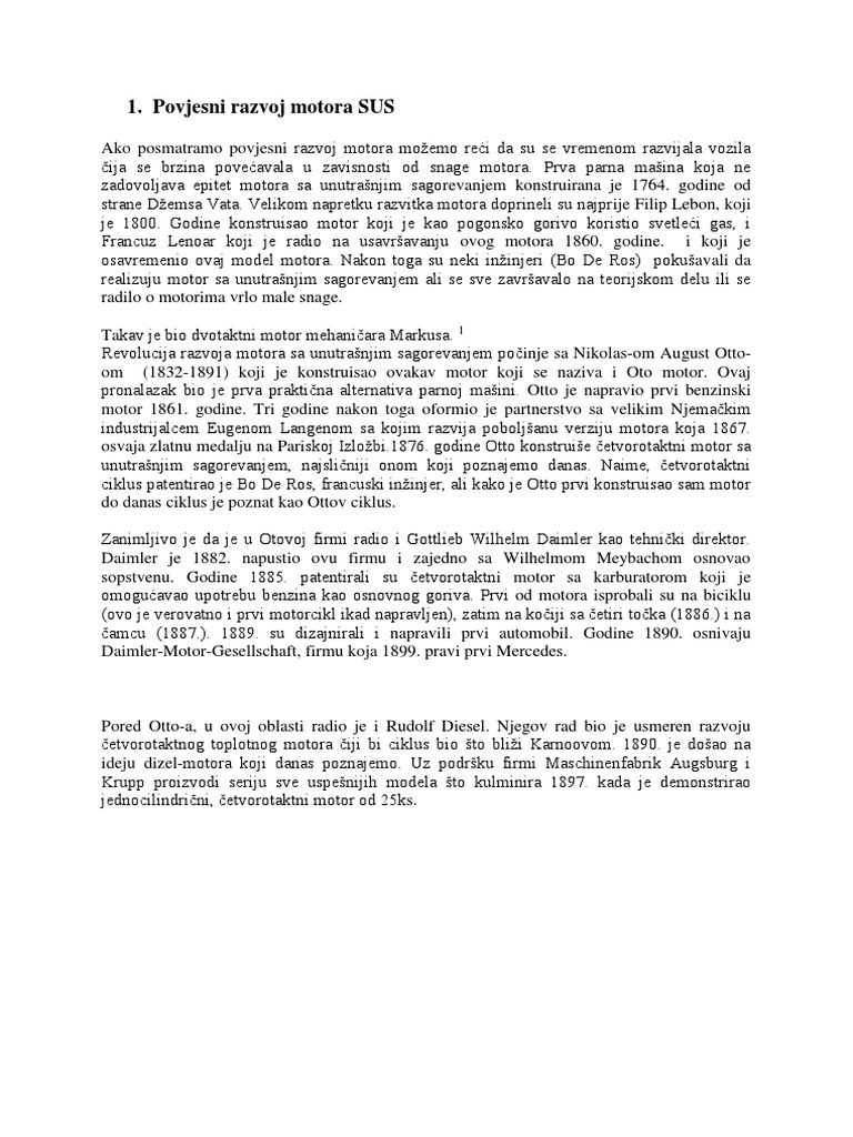 Povjesni Razvoj Motora SUS | PDF