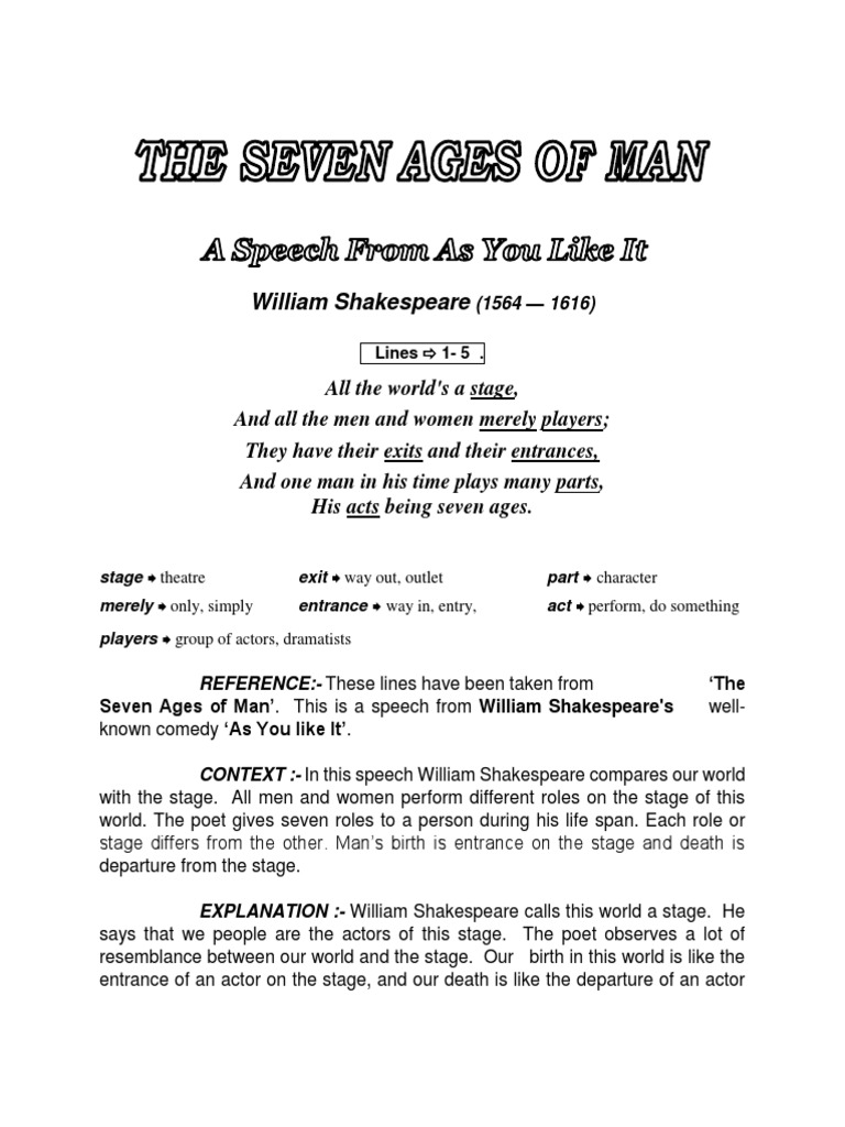 Seven Ages of A Man by William Shakespeare | PDF | Theatre | William ...