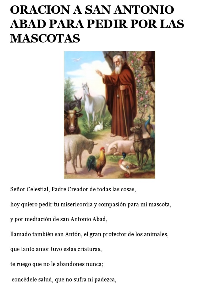 Oración a San Antonio Abad por Mascotas | PDF | Amor | Oración