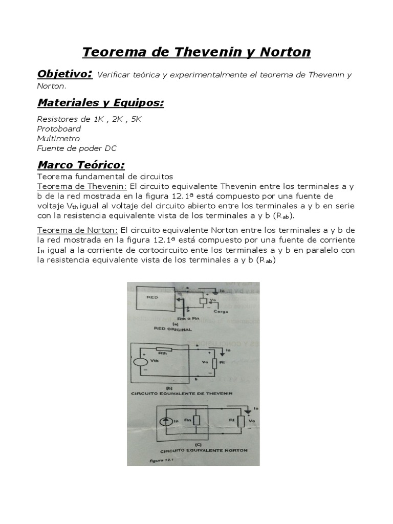 Teorema de Thevenin y Norton | PDF