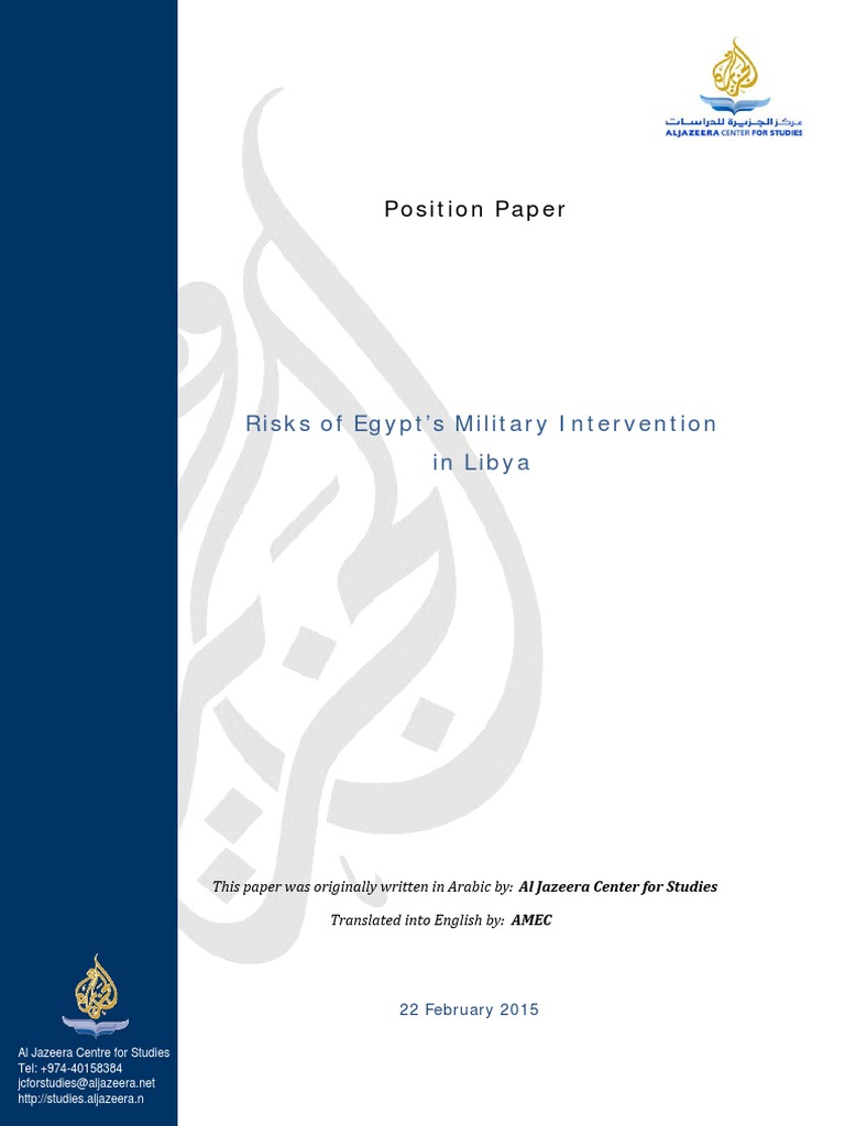 Risks of Egypt's Military Intervention in Libya: Position Paper | PDF | Libya | Khalifa Haftar
