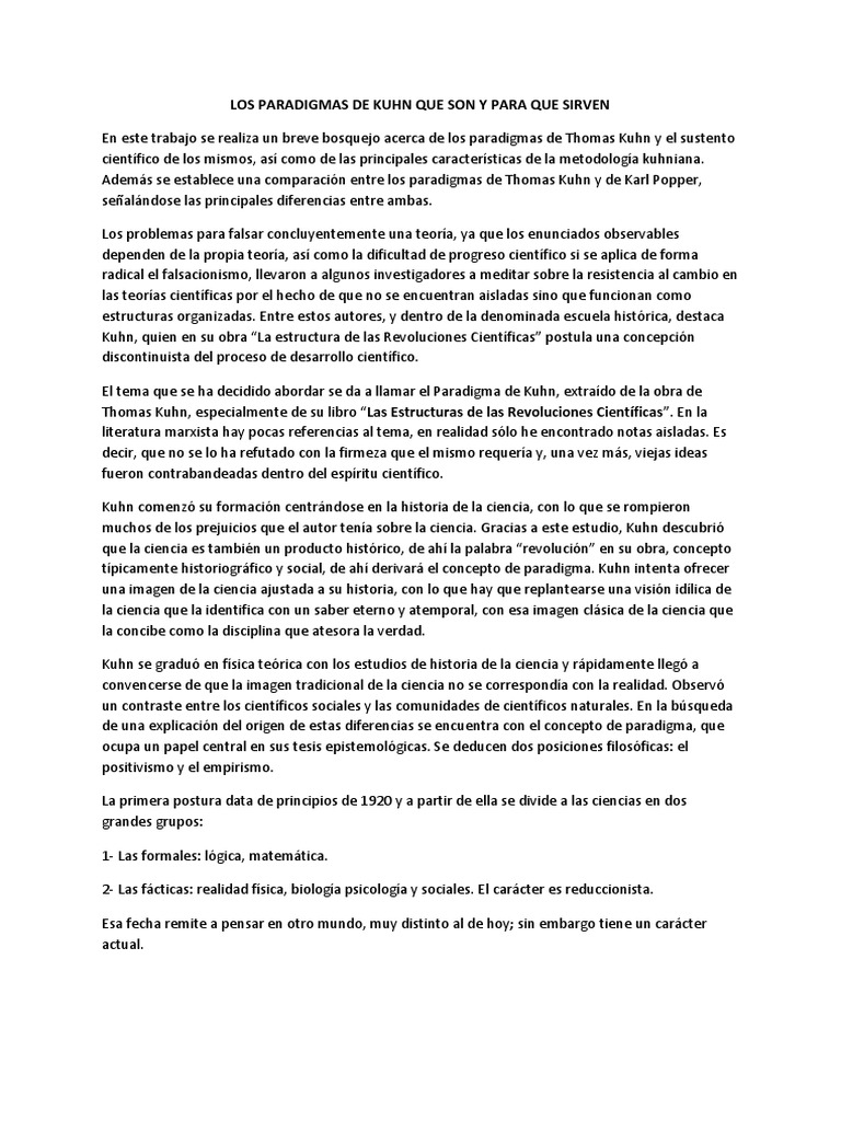 Paradigmas de Kuhn: Conceptos y Funciones | PDF | Paradigma | Karl Popper