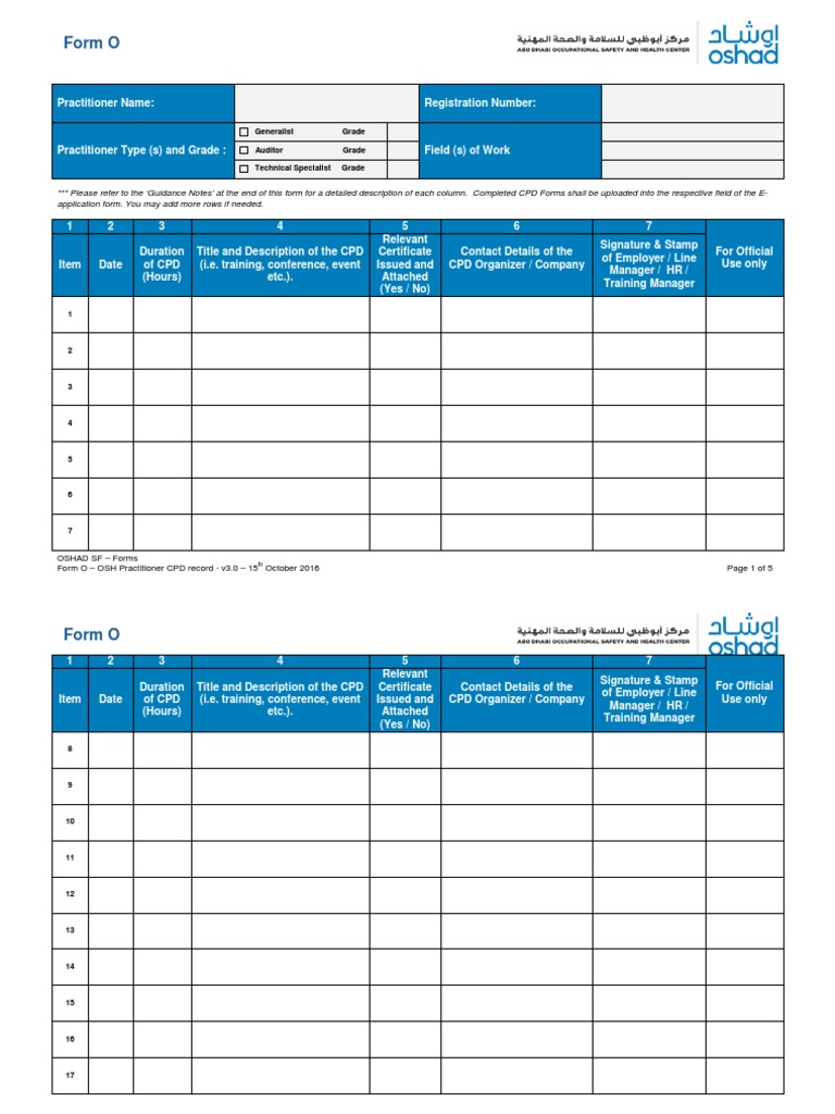 Form O - CPD Record - WF - V3.0 English | PDF | Professional ...