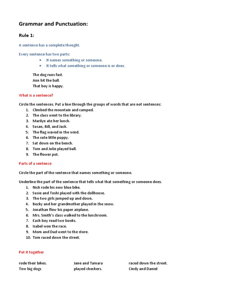 Grammar and Punctuation | PDF | Adjective | Sentence (Linguistics)