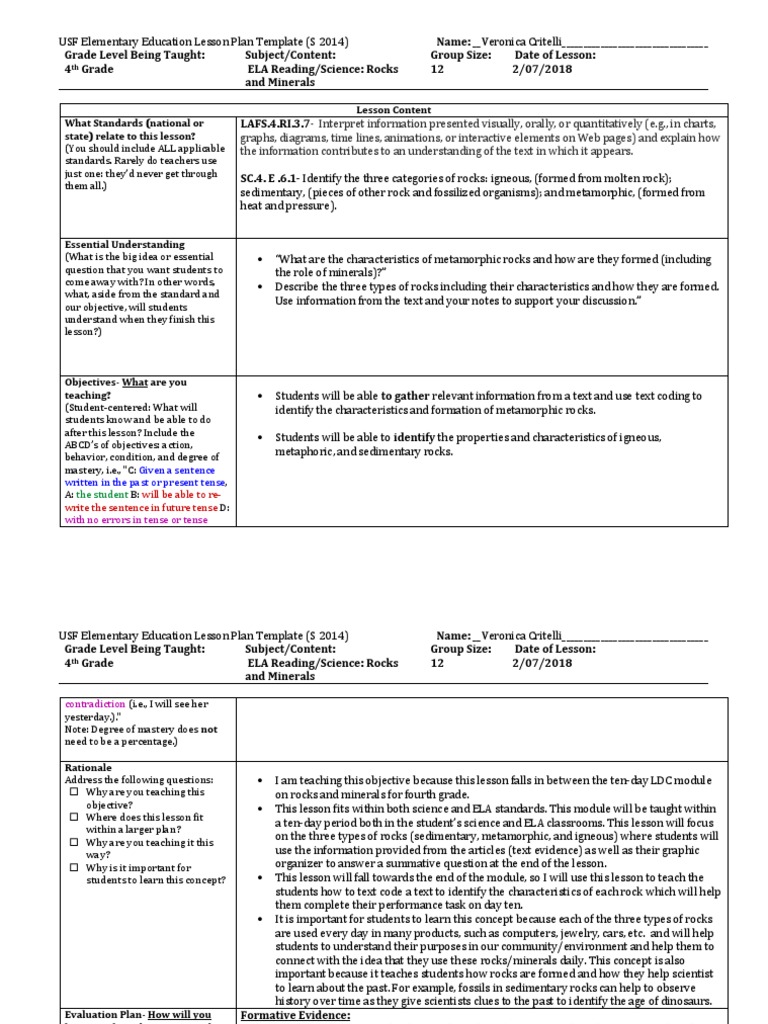 Supervisor Obs | PDF | Rock (Geology) | Lesson Plan