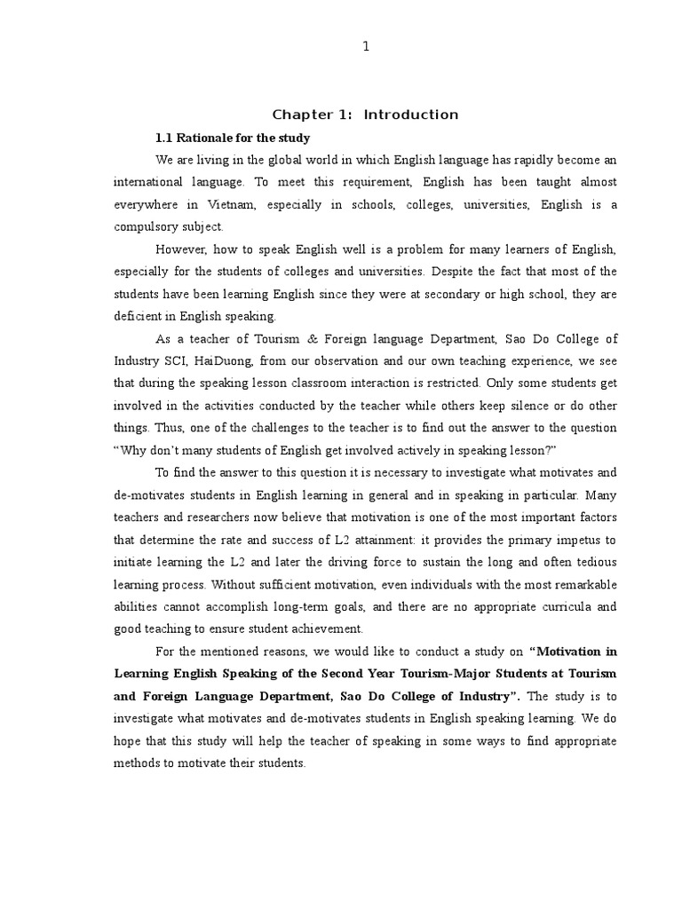 Motivation in Learning English Speaking | PDF | Motivation | Motivational