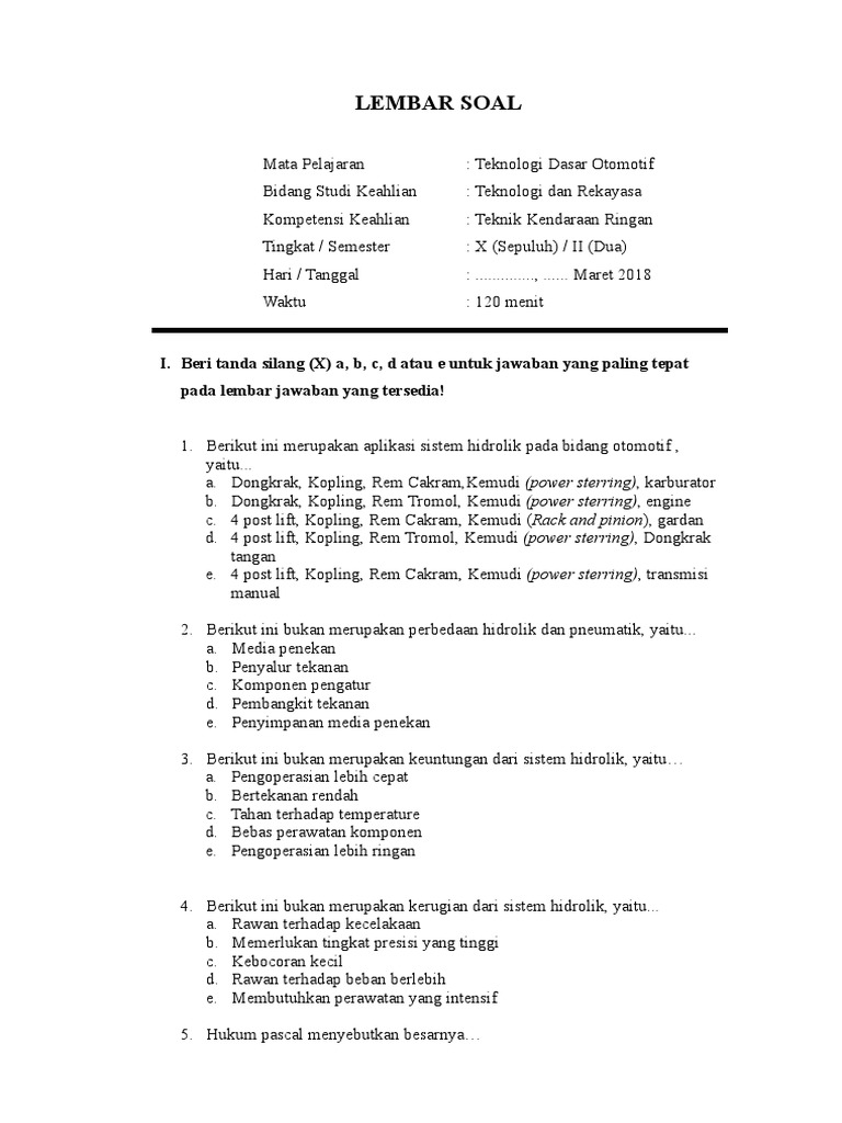 Lembar Soal Tdo | PDF