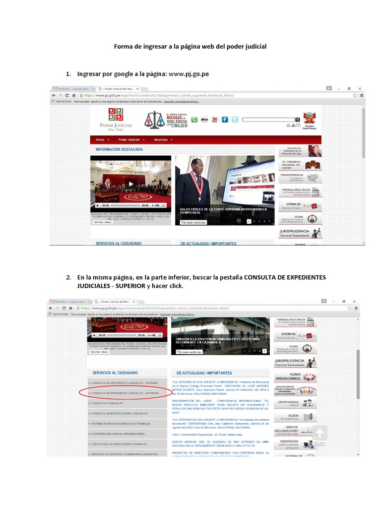 Forma de Ingresar A La Pagina Web Del Poder Judicial | PDF | Negocios