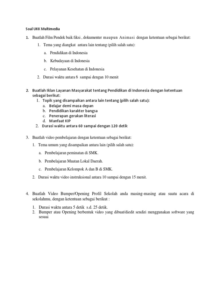 Latihan Soal UKK Multimedia | PDF