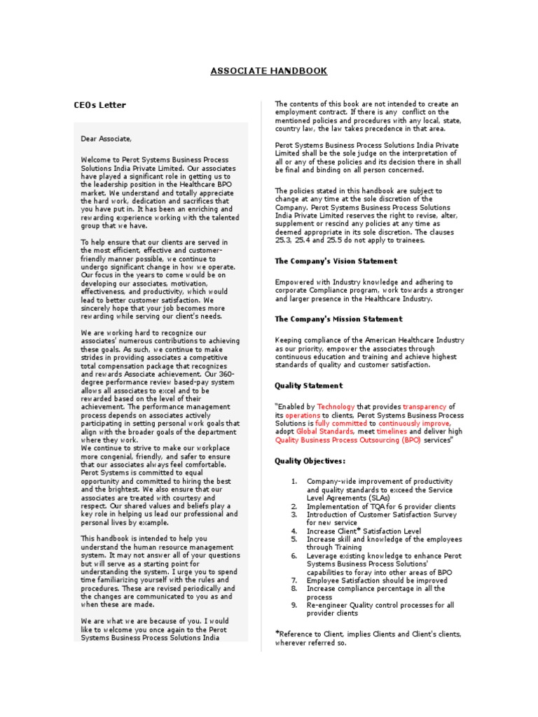 Associate Handbook Overview | PDF | Employment | Non Disclosure Agreement