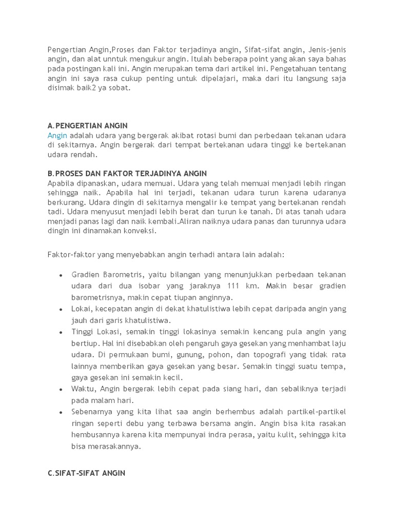 Pengertian Angin | PDF | Sains & Matematika