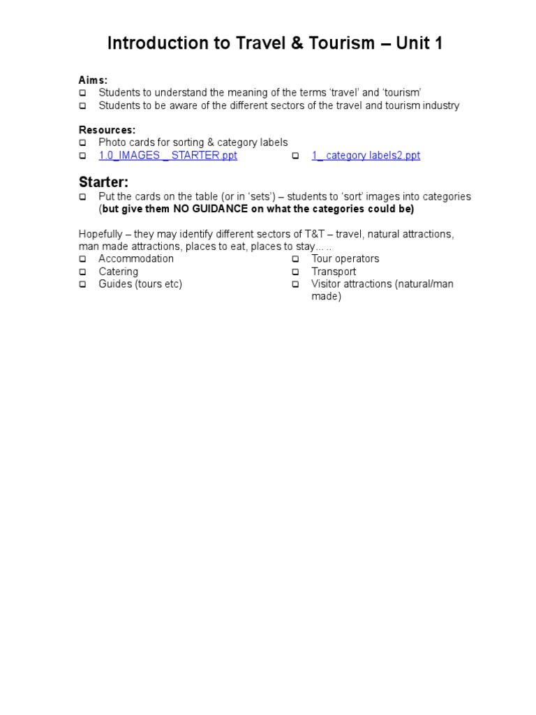 Understanding Travel and Tourism: An Introduction to the Different ...