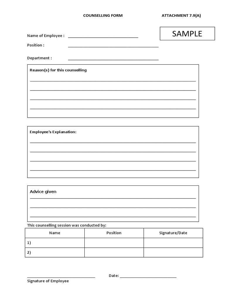 Employee Counseling Form Template | PDF