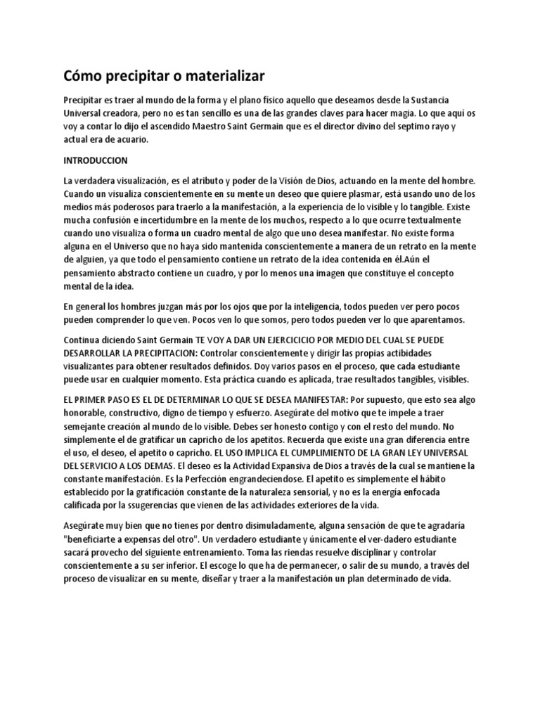 Cómo Precipitar o Materializar | PDF | Dios | Comprensión