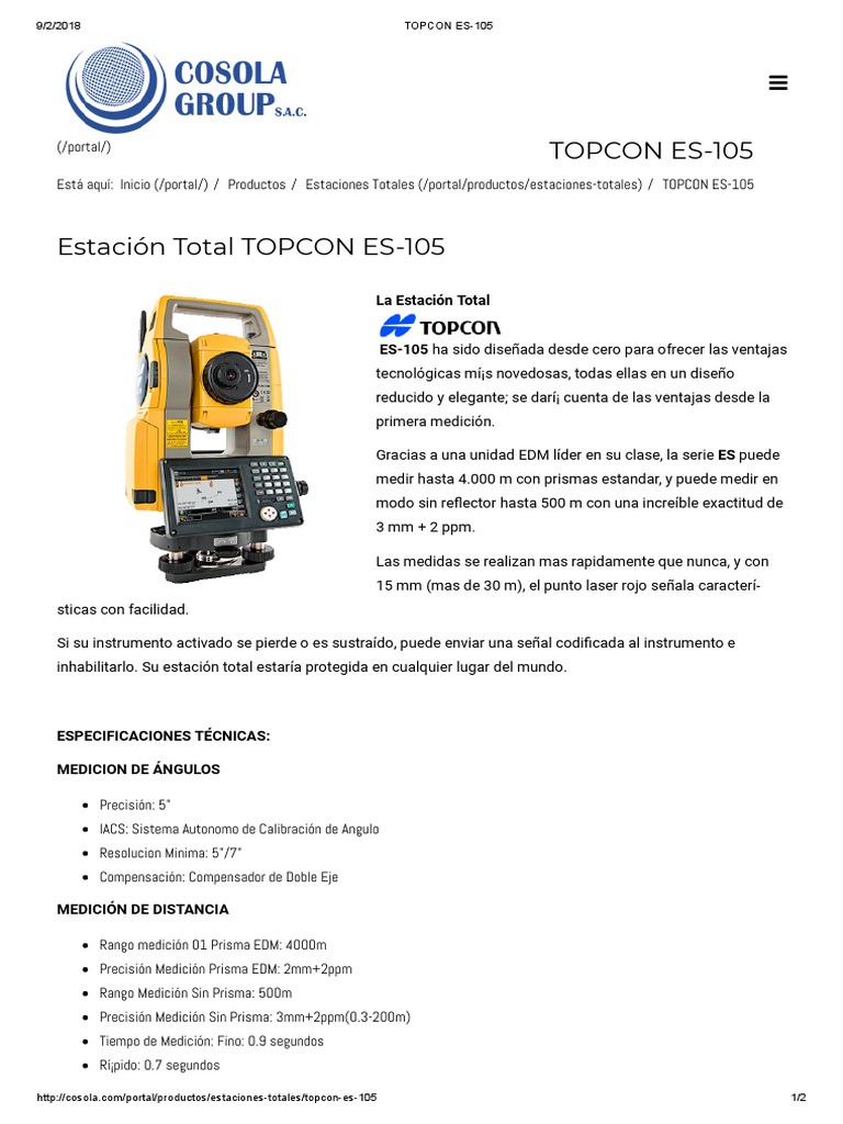 Estación Total Topcon ES-105 | PDF | Informática | Informática y ...
