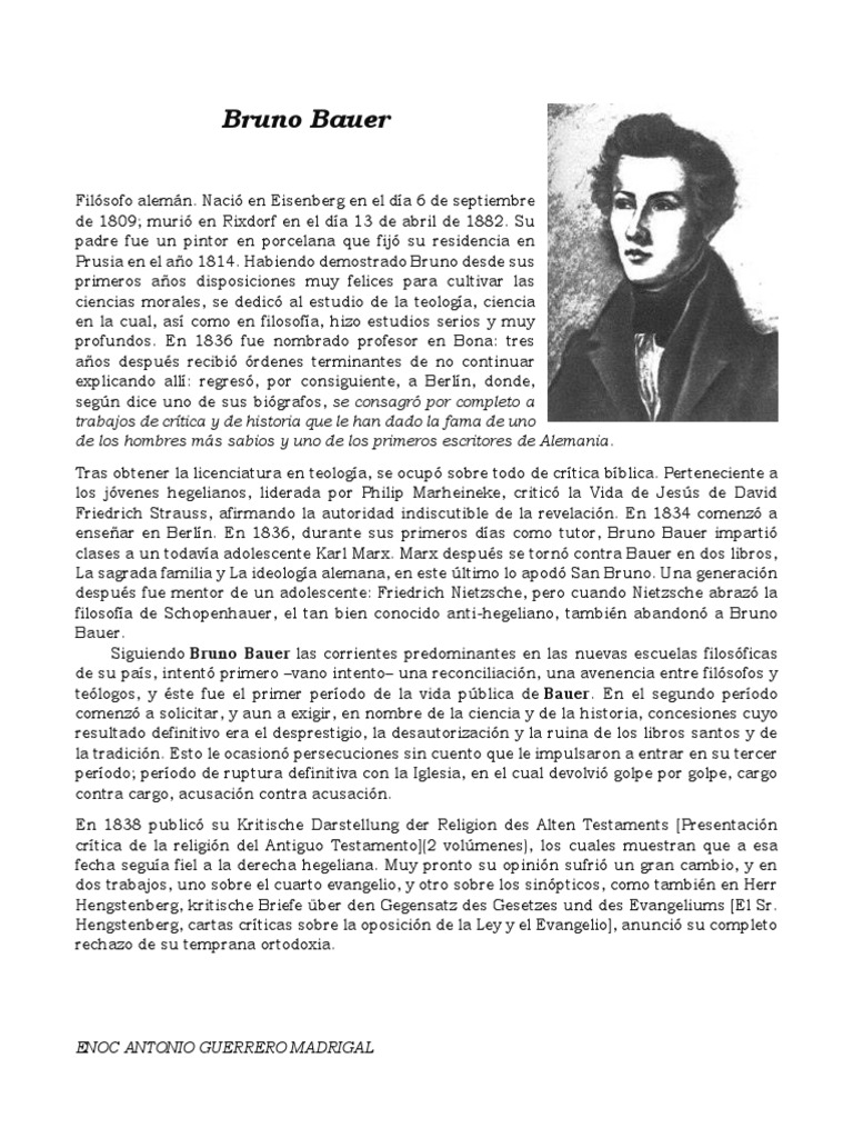 Bruno Bauer Biografia | PDF | Religión y creencia | Textos Religiosos