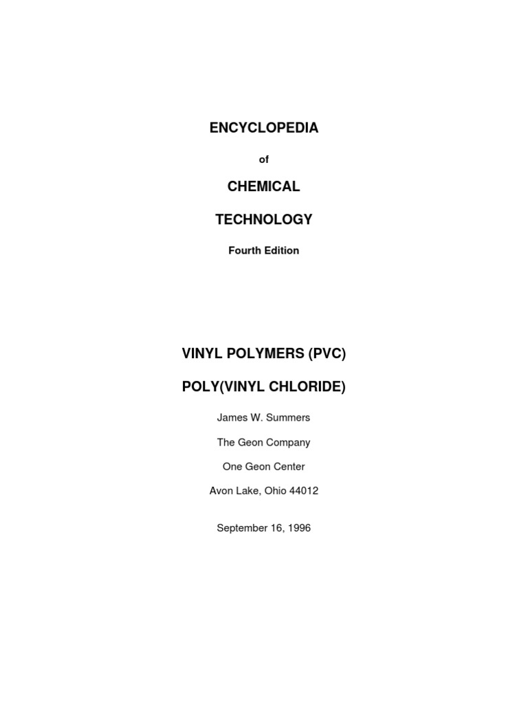 (PVC) Encyclopedia of Chemical Technology-White Paper | PDF | Polyvinyl ...