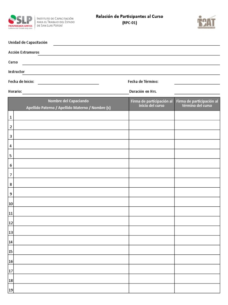 Formato RPC-01 2018 | PDF