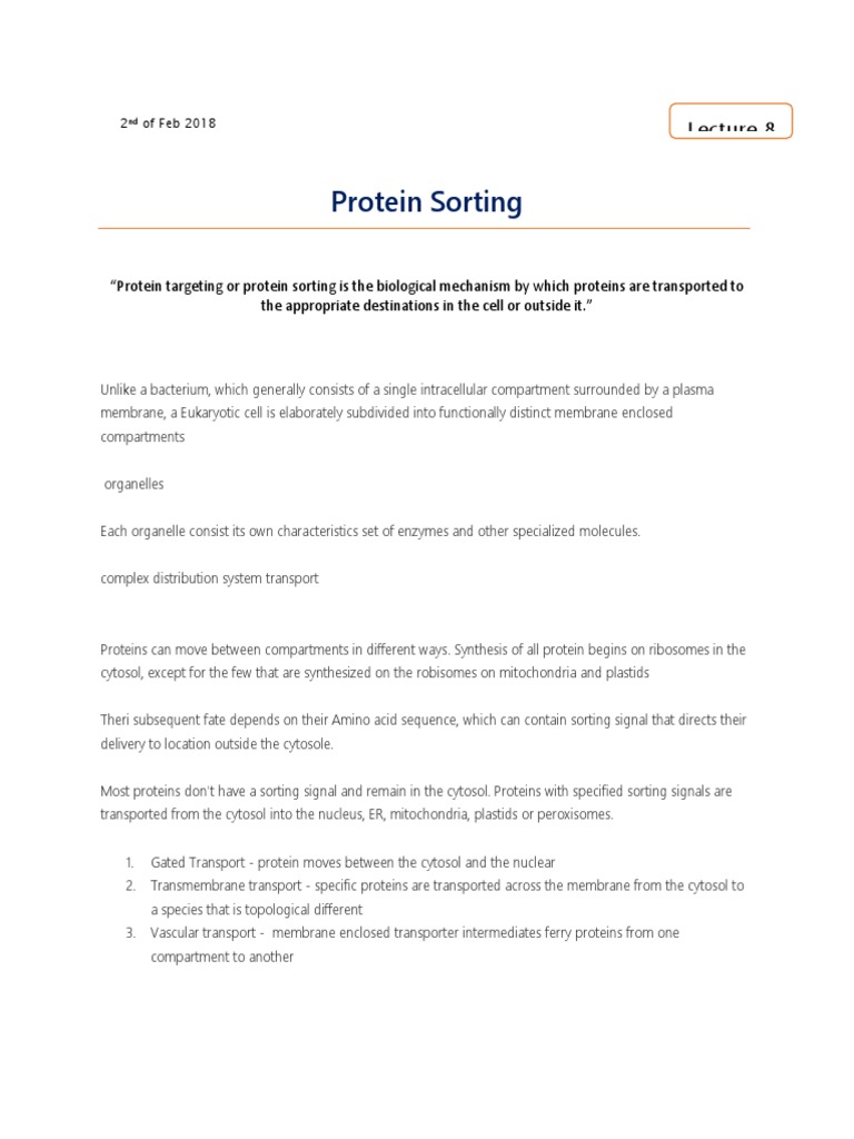 Protein Sorting | PDF | Protein Targeting | Cell Nucleus