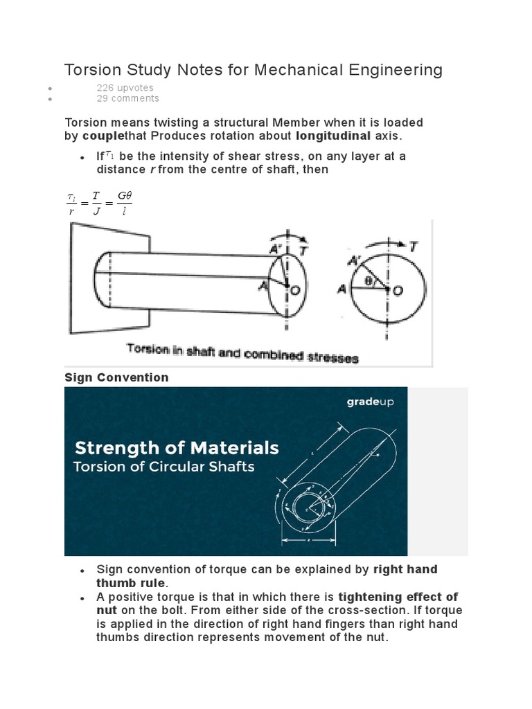 Torsion Study Notes For Mechanical Engineering | Download Free PDF ...