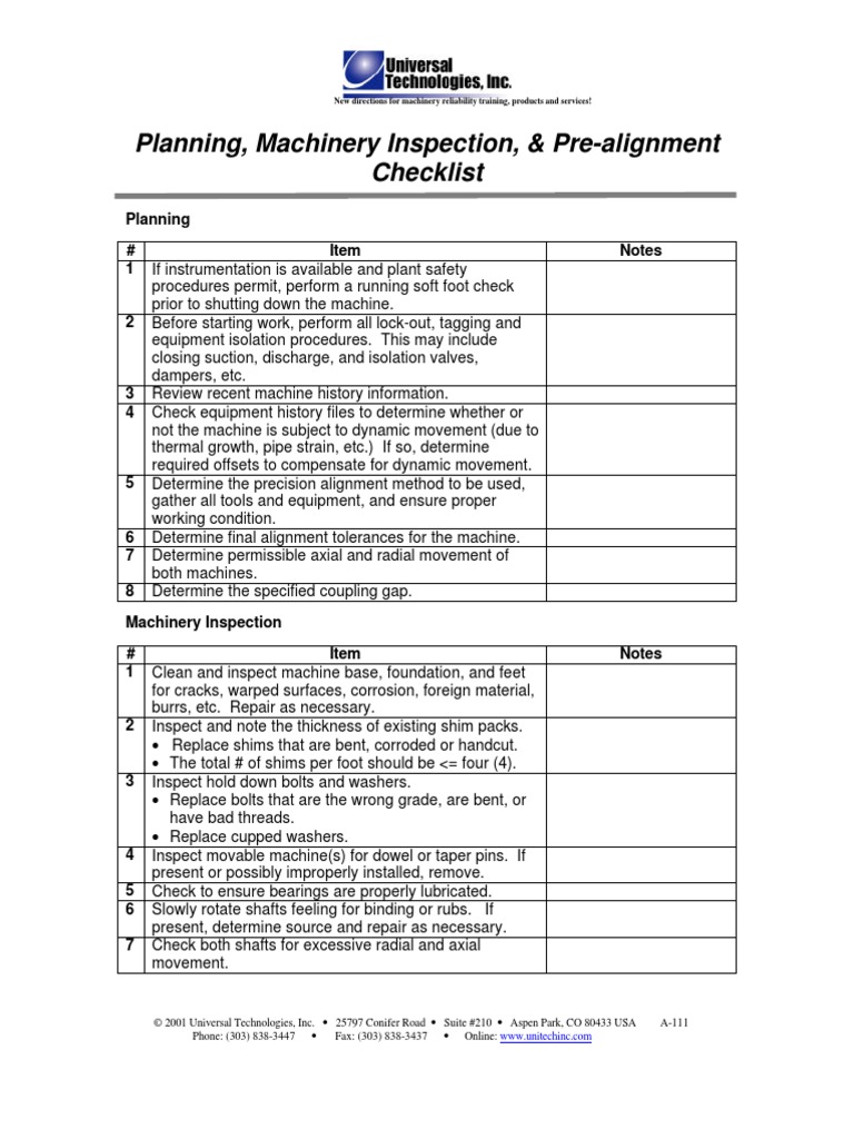 Checklist Alineacion | PDF