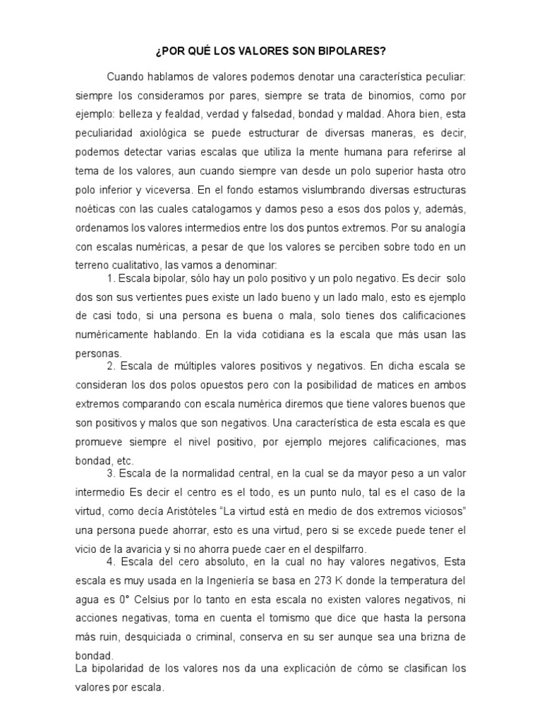 Por Qué Los Valores Son Bipolares | PDF | Moralidad | Homo Sapiens