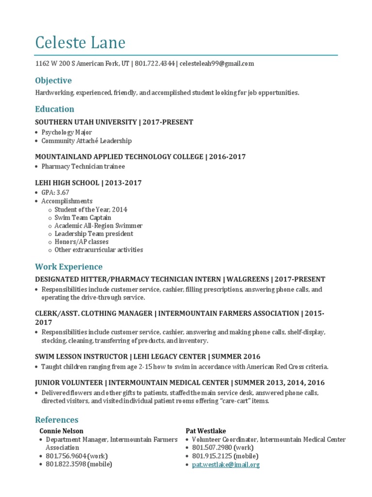 Celeste Lane Resume | PDF
