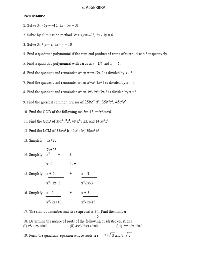 SSLC MATHS Chapter 3 | PDF | Elementary Mathematics | Mathematical Objects