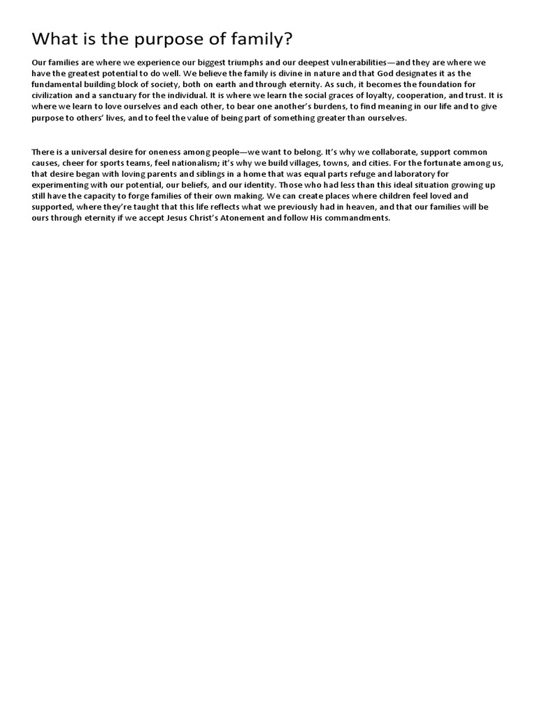 What Is The Purpose of Family? | PDF