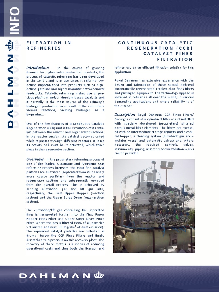 CCR Catalyst Fines Filtration Solutions | PDF | Filtration | Chemical ...