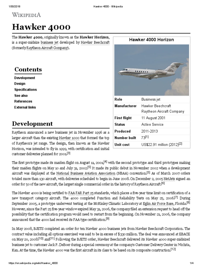Hawker 4000 - Wikipedia | PDF | Aerospace Engineering | Vehicles