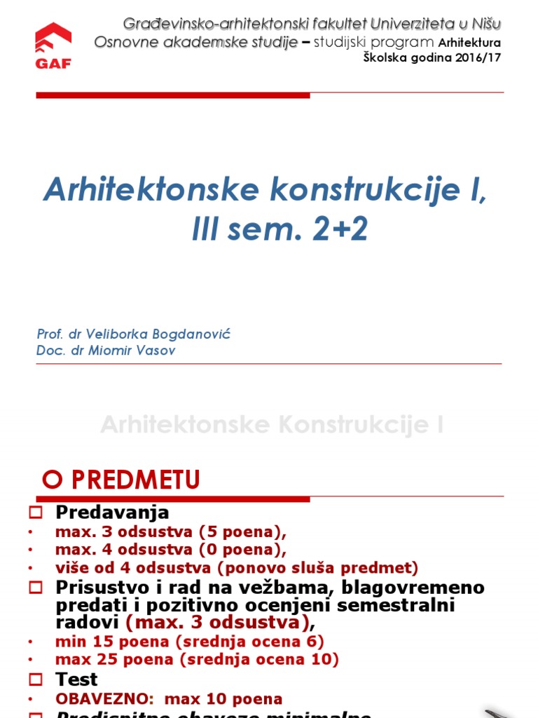 Novo Predavanje Br.1 Aki-Medjuspratne Konstrukcije (2016-2017) | PDF